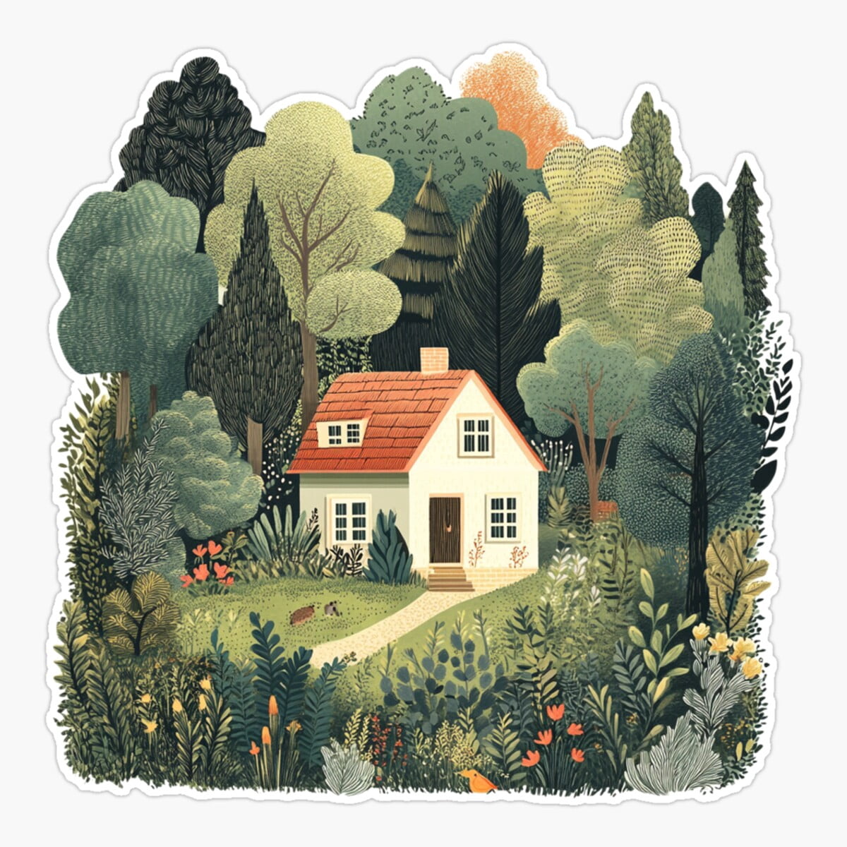 Onim Enchanted Houses With Magical Gardens And Pathways Sticker, Phone ...