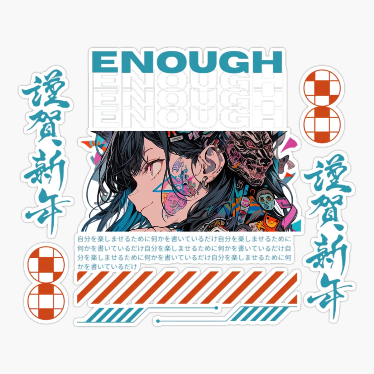Onim Enough Anime Girl Sticker, Phone Decal Water Bottle Stickers Car ...