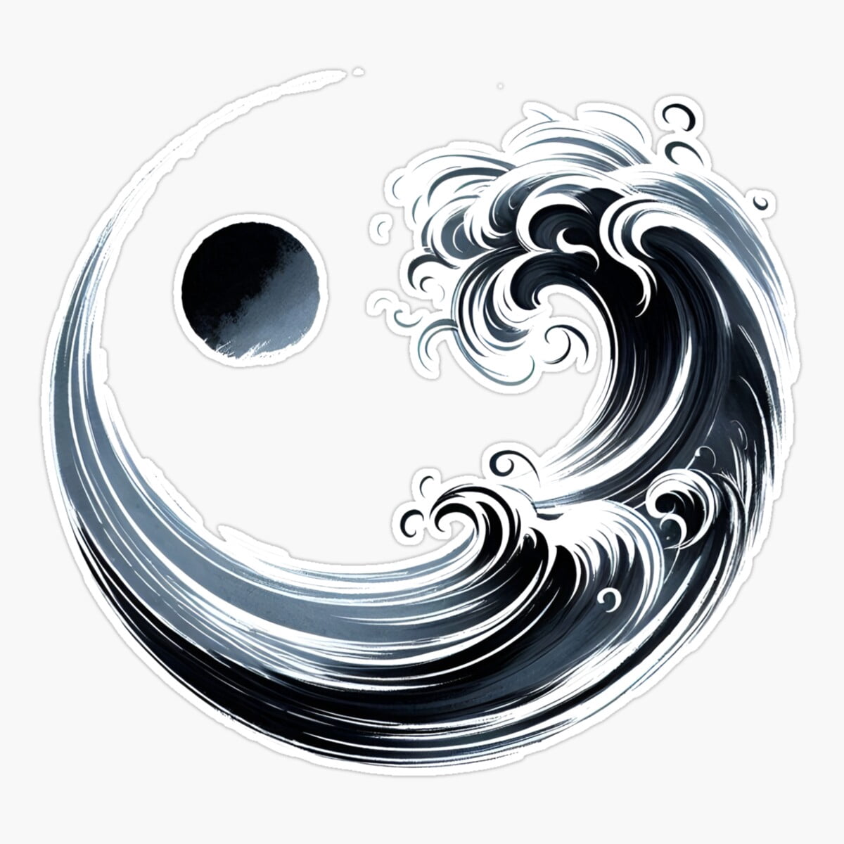 Onim Enso Great Wave Off Kanagawa Sticker, Phone Decal Water Bottle ...