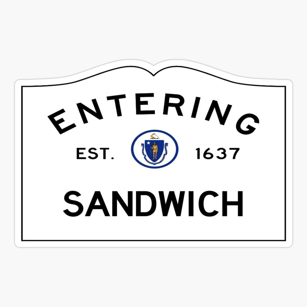Onim Entering Sandwich Road Sign - Sandwich, Massachusetts Sticker ...
