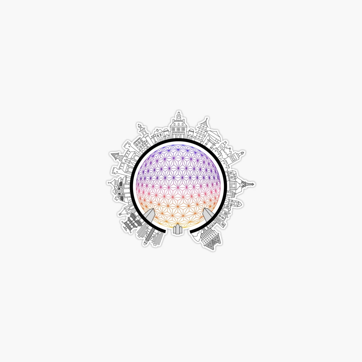 Onim Epcot Around The World Sticker, Phone Decal Water Bottle Stickers ...