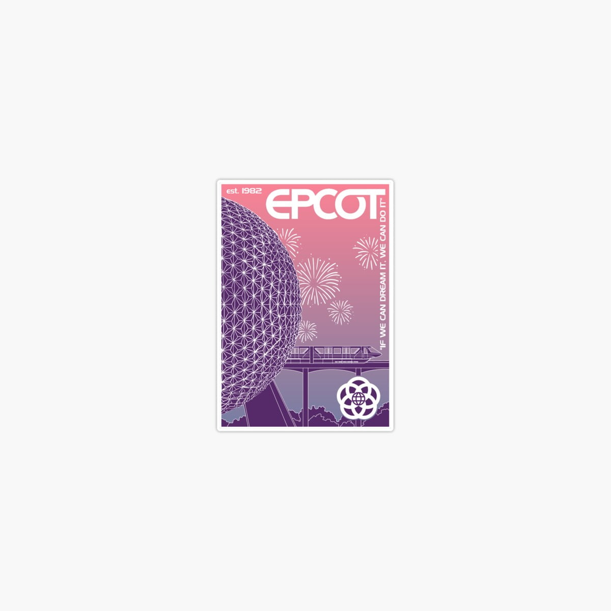 Onim Epcot Center (Twilight Hours) Sticker, Phone Decal Water Bottle ...