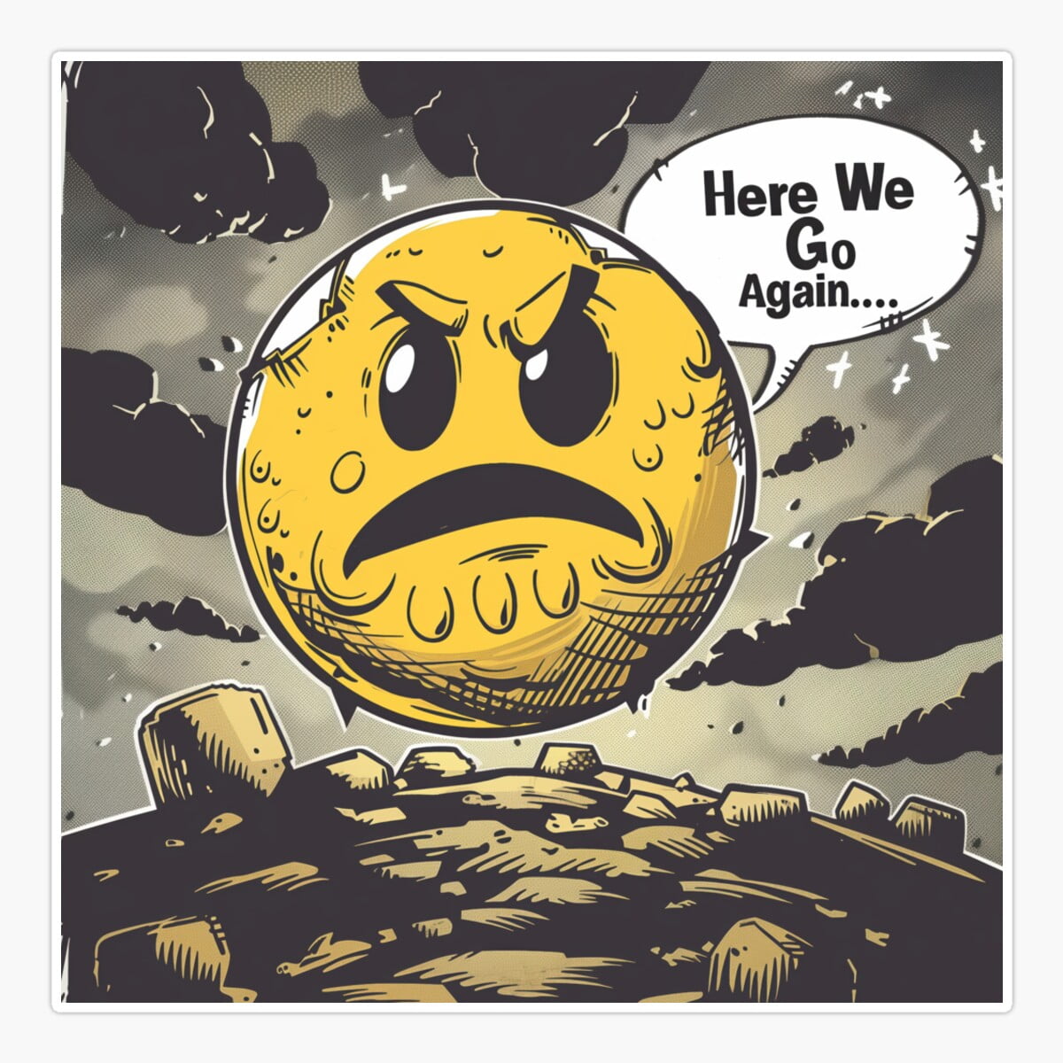 Onim Epic Emoji'S Cosmic Struggle Sticker, Phone Decal Water Bottle ...