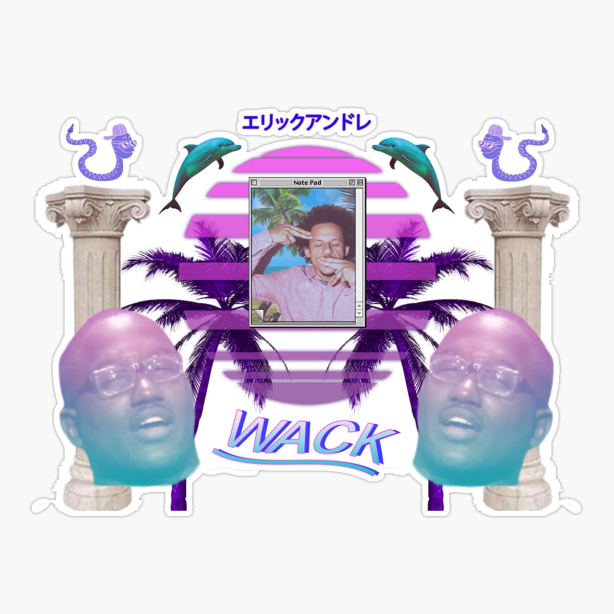 Onim Eric Andre Show Vaporwave Sticker, Phone Decal Water Bottle ...