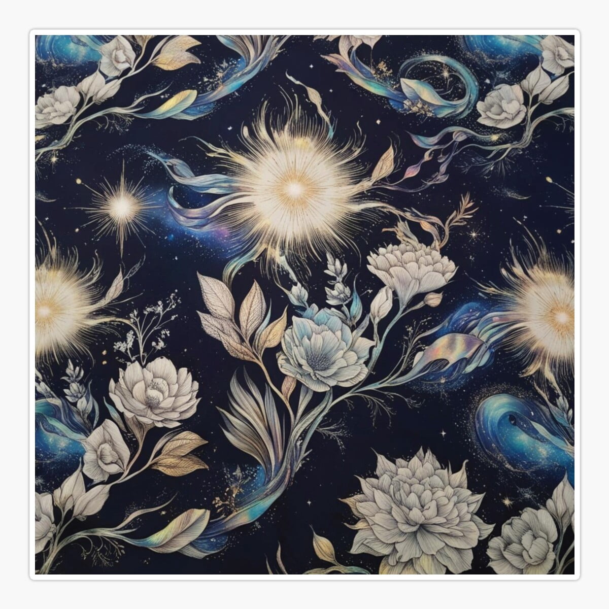 Onim Ethereal Floral Tapestry Sticker, Phone Decal Water Bottle ...