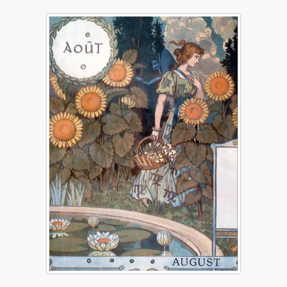 Onim Eugene Grasset French Art Nouveau Poster August Sticker, Phone ...