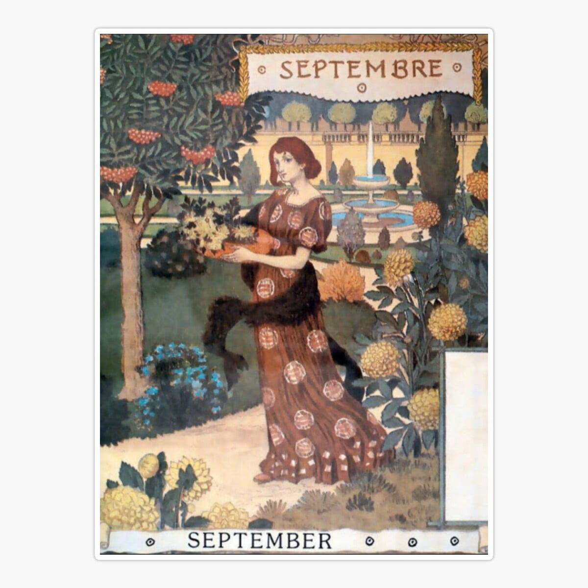 Onim Eugene Grasset French Art Nouveau Poster September Sticker, Phone ...