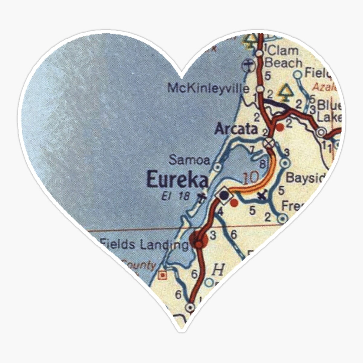 Onim Eureka California Vintage Map Sticker, Phone Decal Water Bottle ...