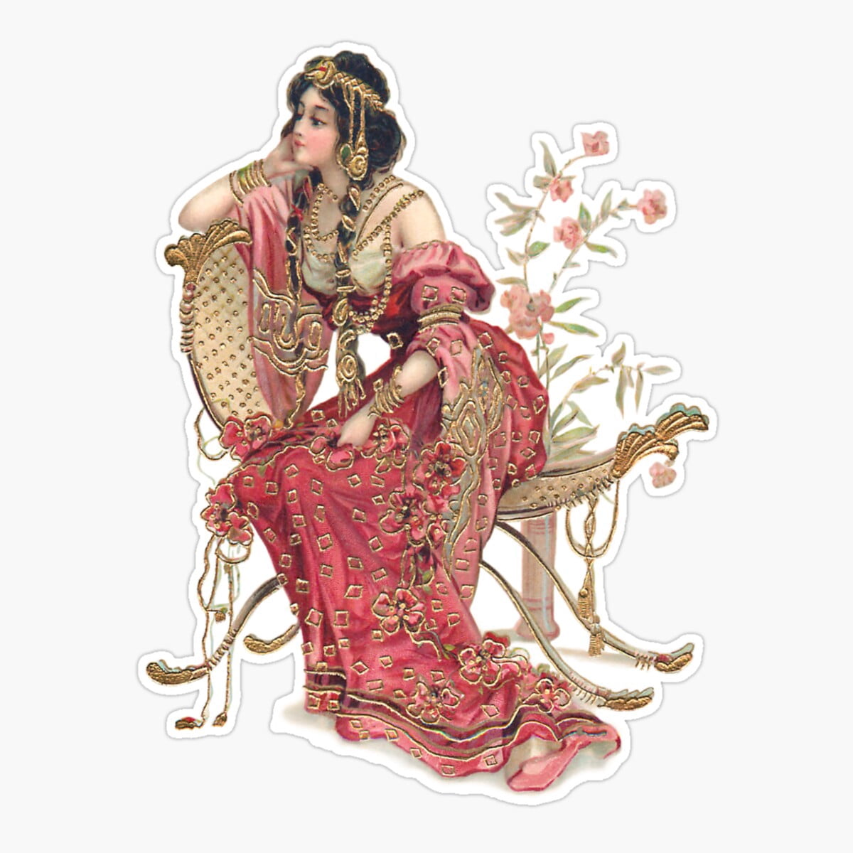 Onim Exotic Art Nouveau Princess Sticker, Phone Decal Water Bottle ...