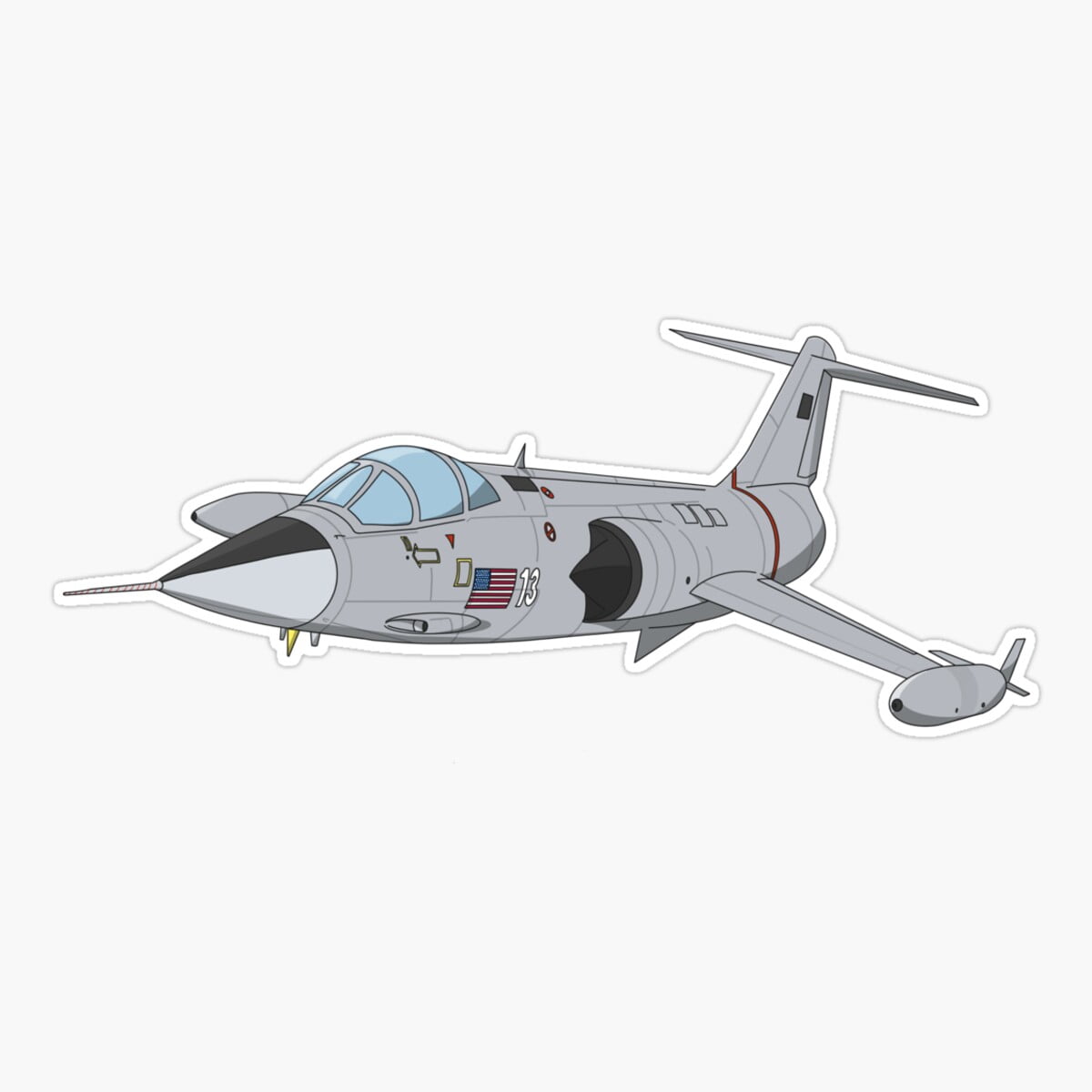 Onim F-104 Starfighter - Aircraft Illustration Sticker, Phone Decal ...