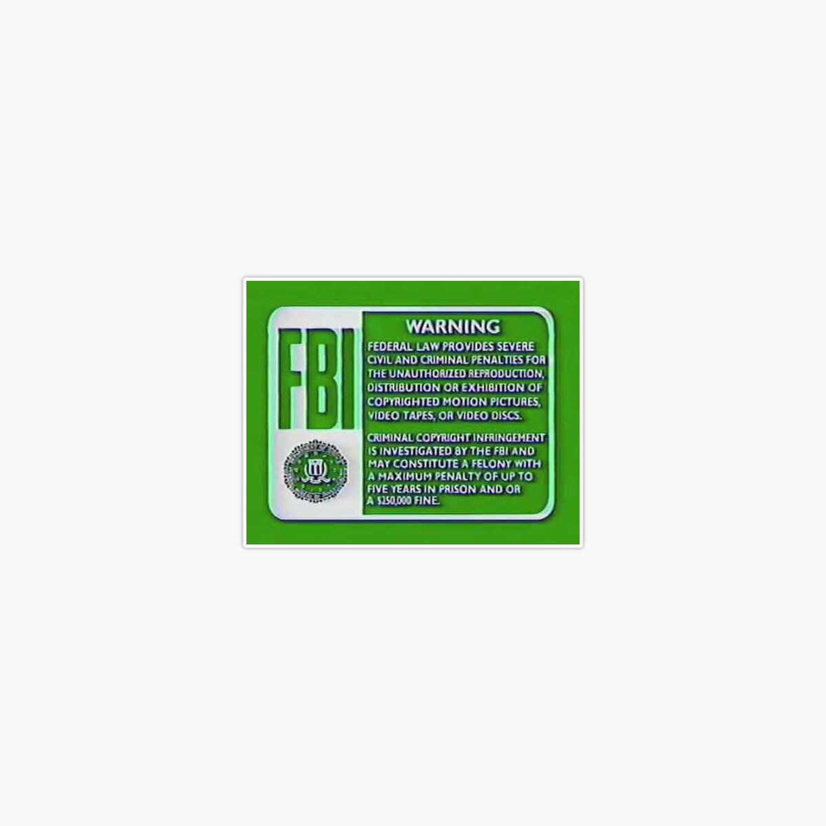 Onim FBI Piracy Warning Sticker - Walmart.com