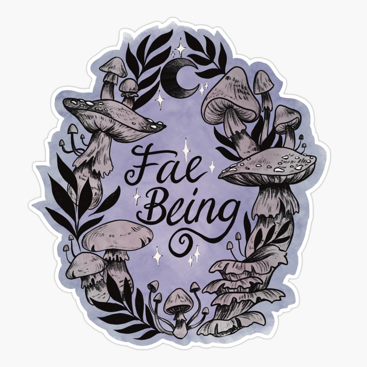 Onim Fae Being Mushroom Fairy Circle Sticker, Phone Decal Water Bottle ...