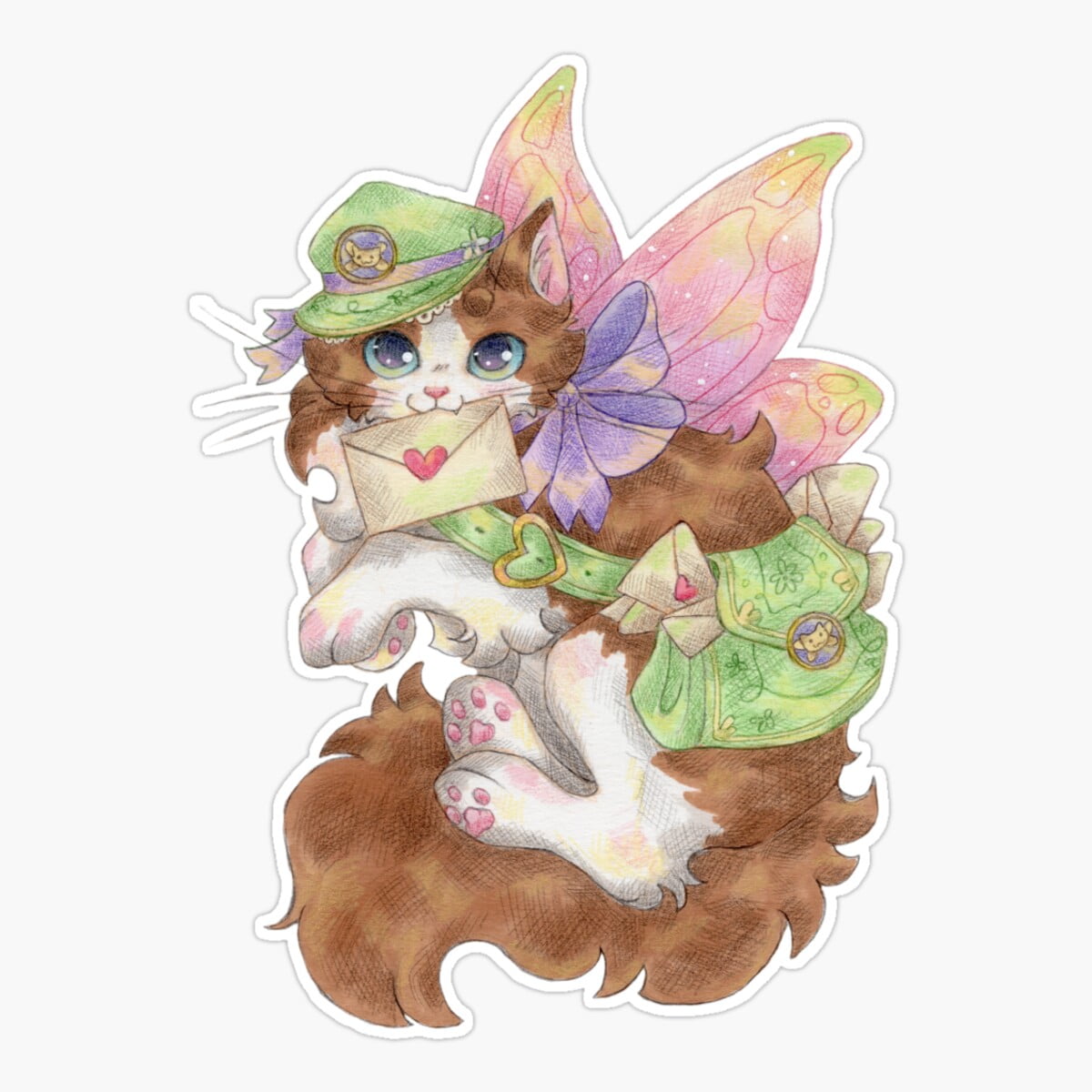 Onim Faerie Cat Messenger Enviahada Sticker, Phone Decal Water Bottle ...