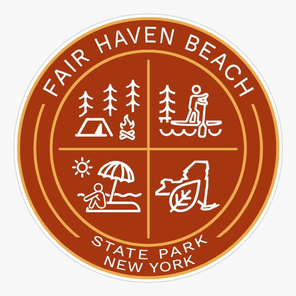 Onim Fair Haven Beach State Park Heraldic Logo Sticker, Phone Decal ...