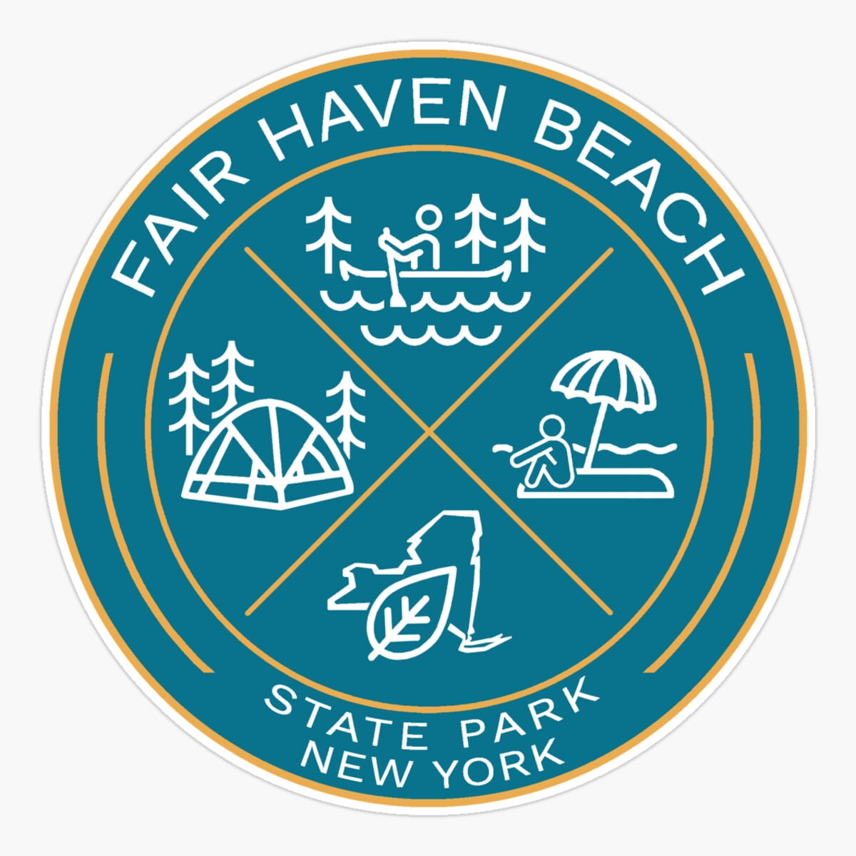 Onim Fair Haven Beach State Park Heraldic Logo Sticker, Phone Decal ...