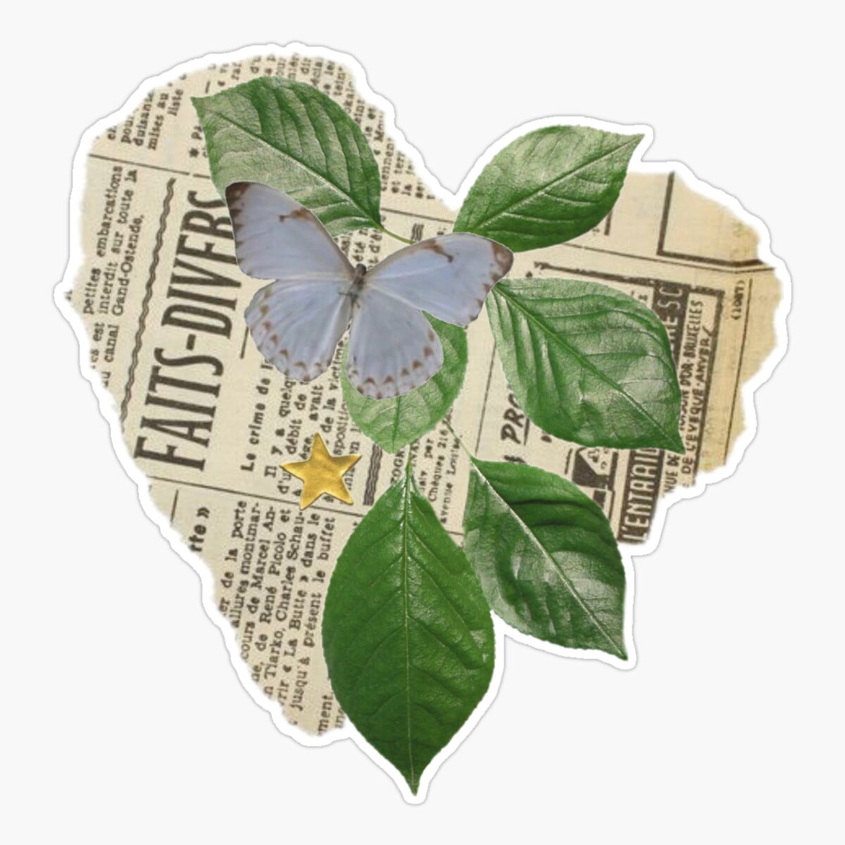 Onim Fairycore Newspaper Greenery Sticker Sticker, Phone Decal Water ...