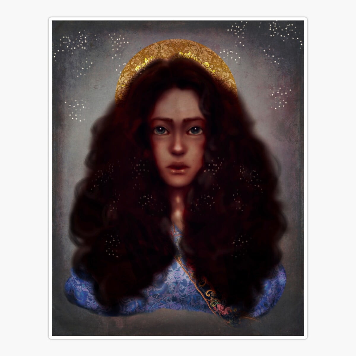 Onim Fairycore Queen With Stars In Her Hair And Gold Crown Sticker ...