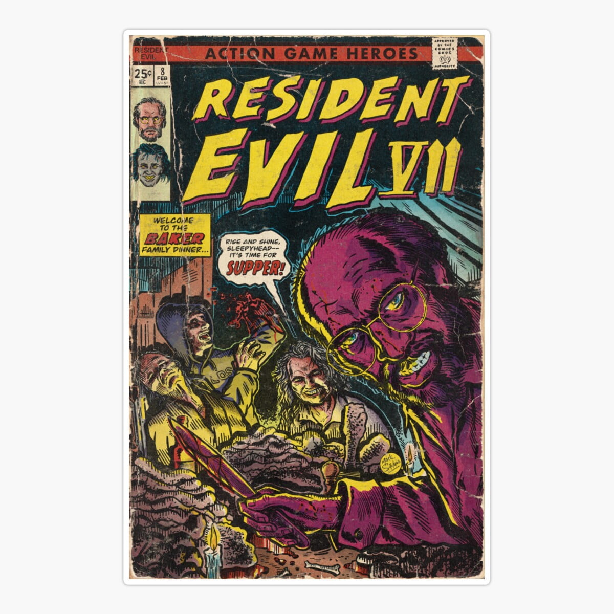 Onim Family Dinner Comic Book Cover Fan Art Sticker, Phone Decal Water ...