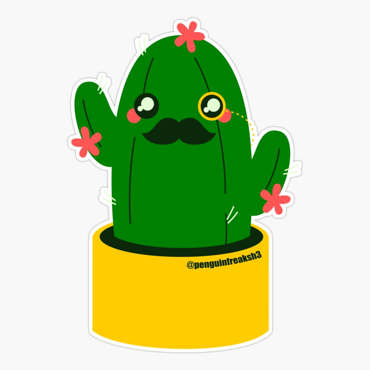 Onim Fancy Cactus Sticker, Phone Decal Water Bottle Stickers Car Decals ...