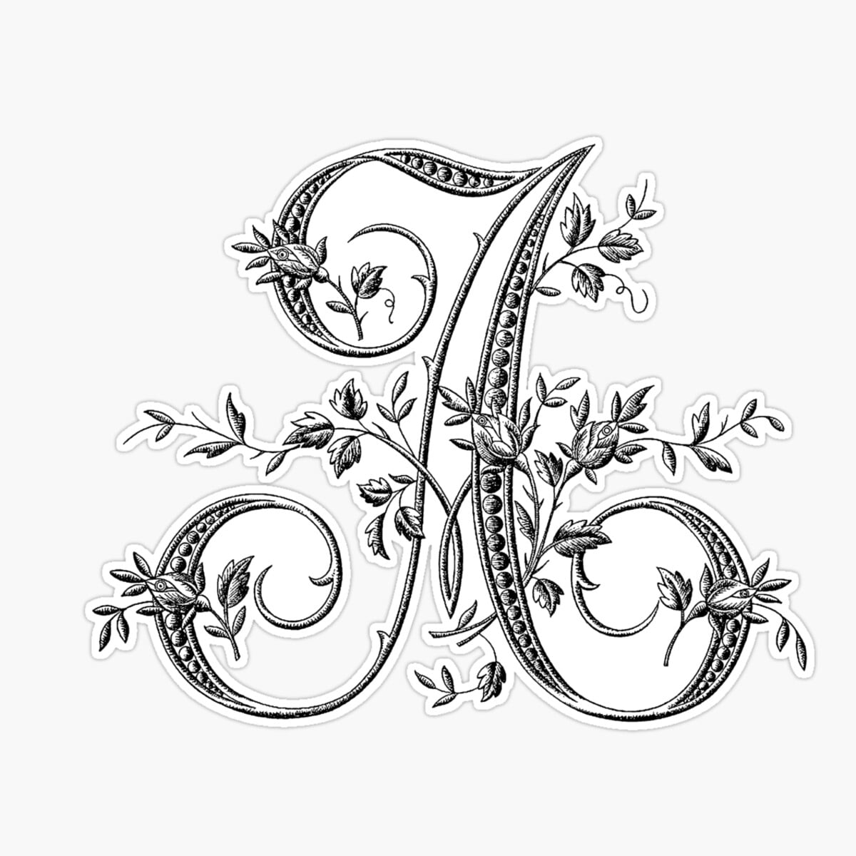 Onim Fancy French Antique Monogram Letter - A - Alpha Sticker, Phone ...