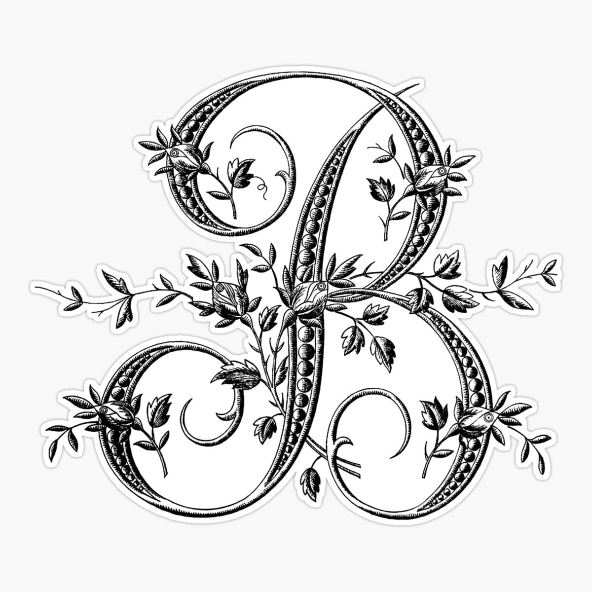 Onim Fancy French Antique Monogram Letter - B - Sticker, Phone Decal ...