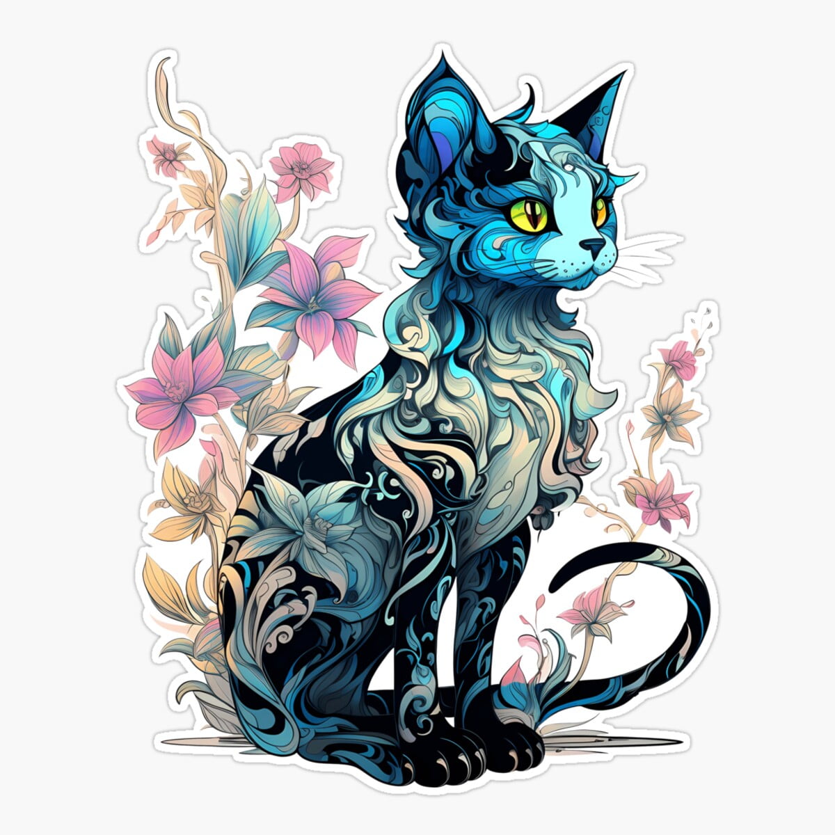 Onim Fantasy Plant Cat Hybrid Sticker, Phone Decal Water Bottle ...