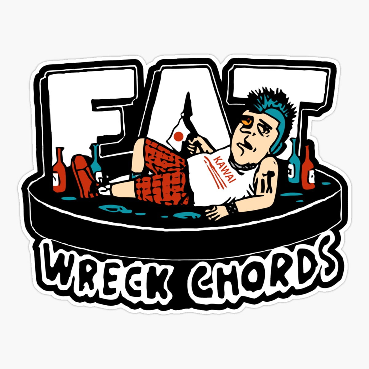 Onim Fat Kawaii Wreck Sticker, Phone Decal Water Bottle Stickers Car ...