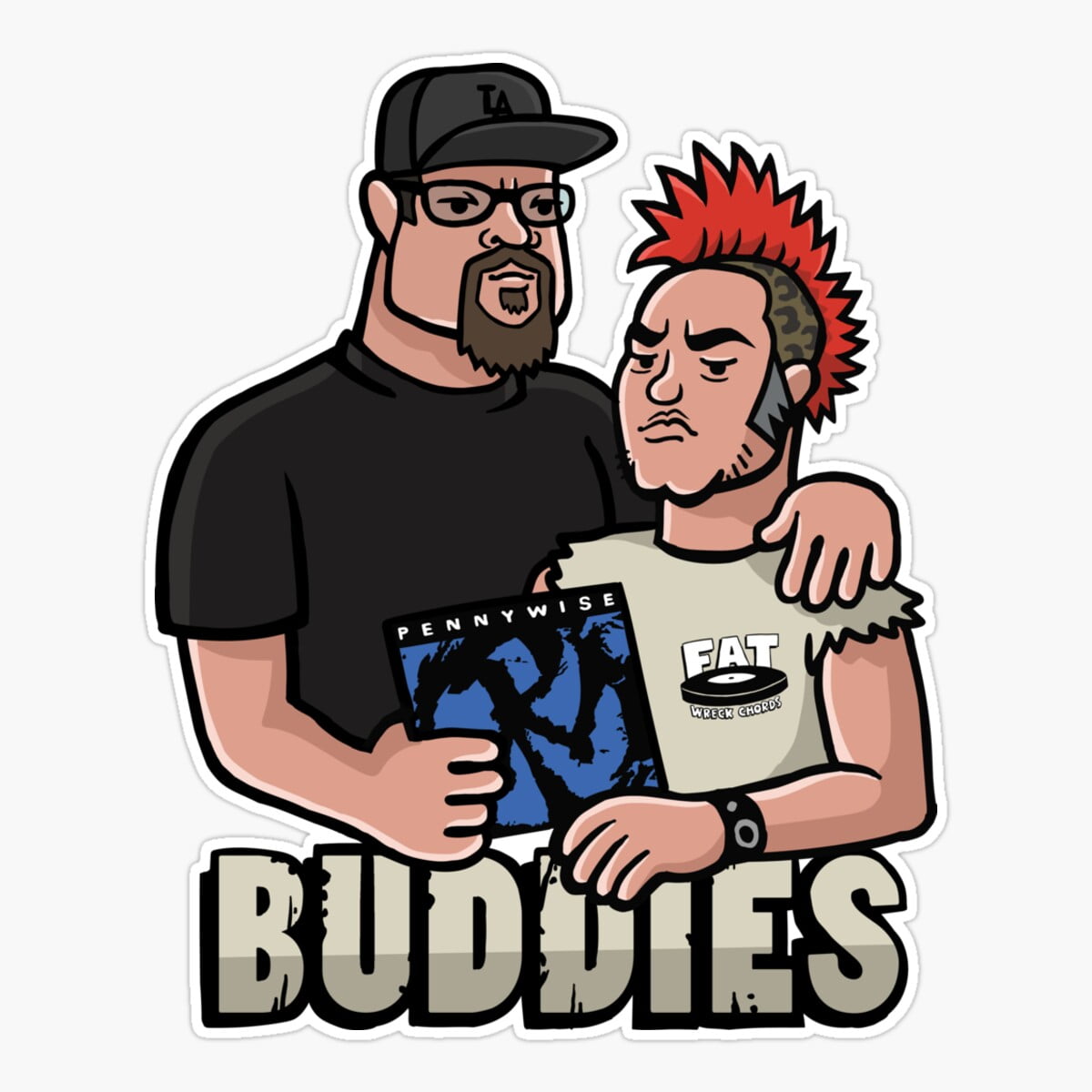 Onim Fat Mike And Fletcher Buddies Sticker, Phone Decal Water Bottle ...