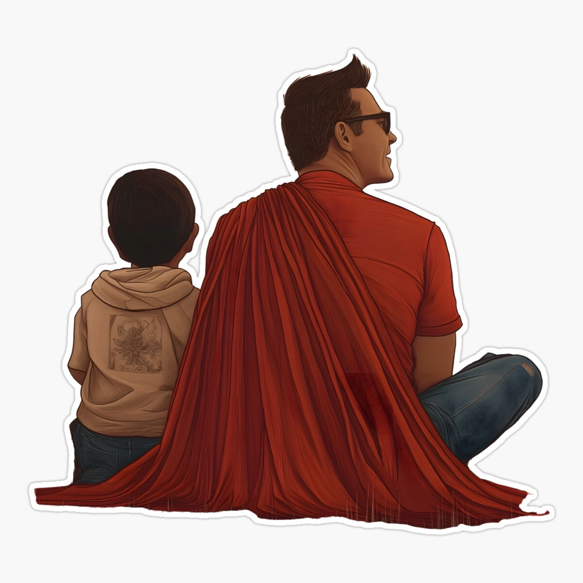 Onim Father And Son Superhero Sunset – Father’S Day Bonding Art Sticker ...