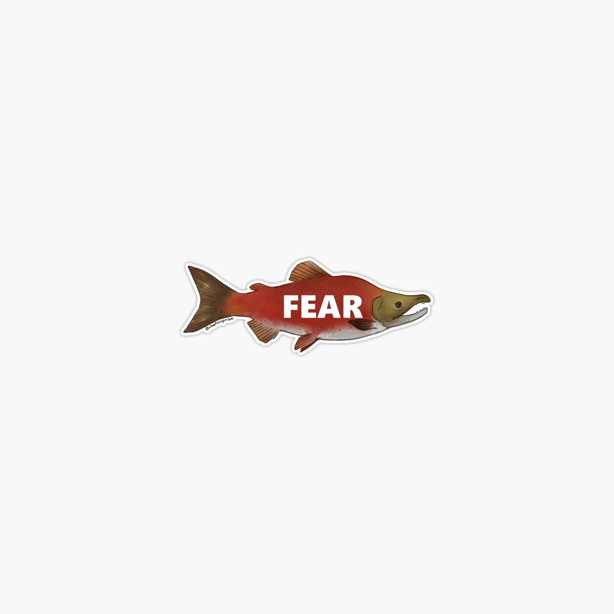 Onim Fear The Salmon Sticker, Phone Decal Water Bottle Stickers Car ...