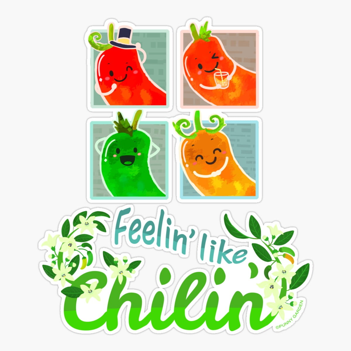 Onim Feelin Like Chilin - Punny Garden Sticker, Phone Decal Water ...