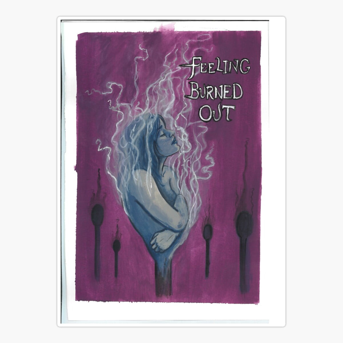 Onim Feeling Burned Out Sticker, Phone Decal Water Bottle Stickers Car ...