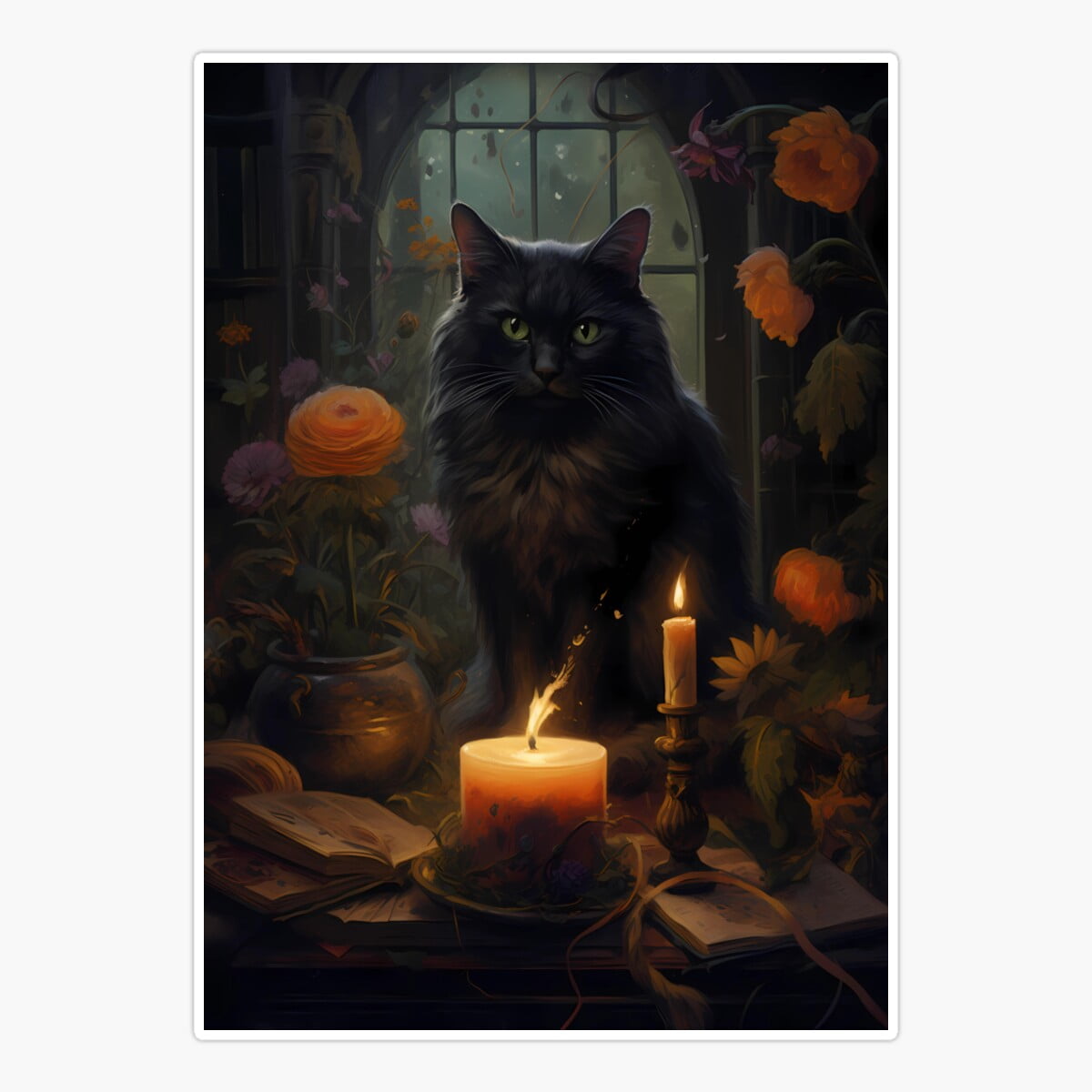Onim Feline Witch Dark Academia Gothic Cottagecore Decor Sticker, Phone ...