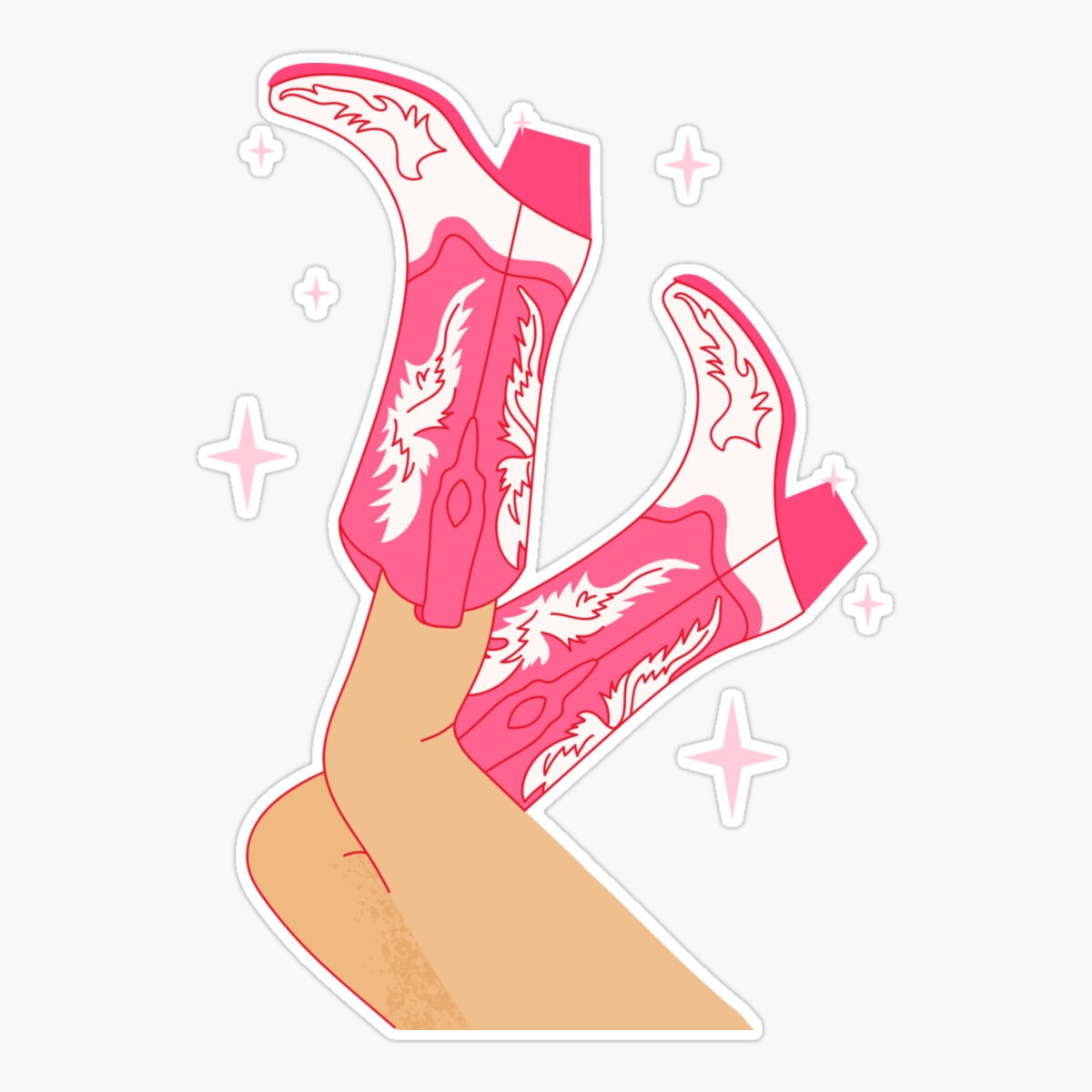 Onim Female Legs In Cowboy Boots. Cowgirl Wears Boots. Sticker, Phone ...