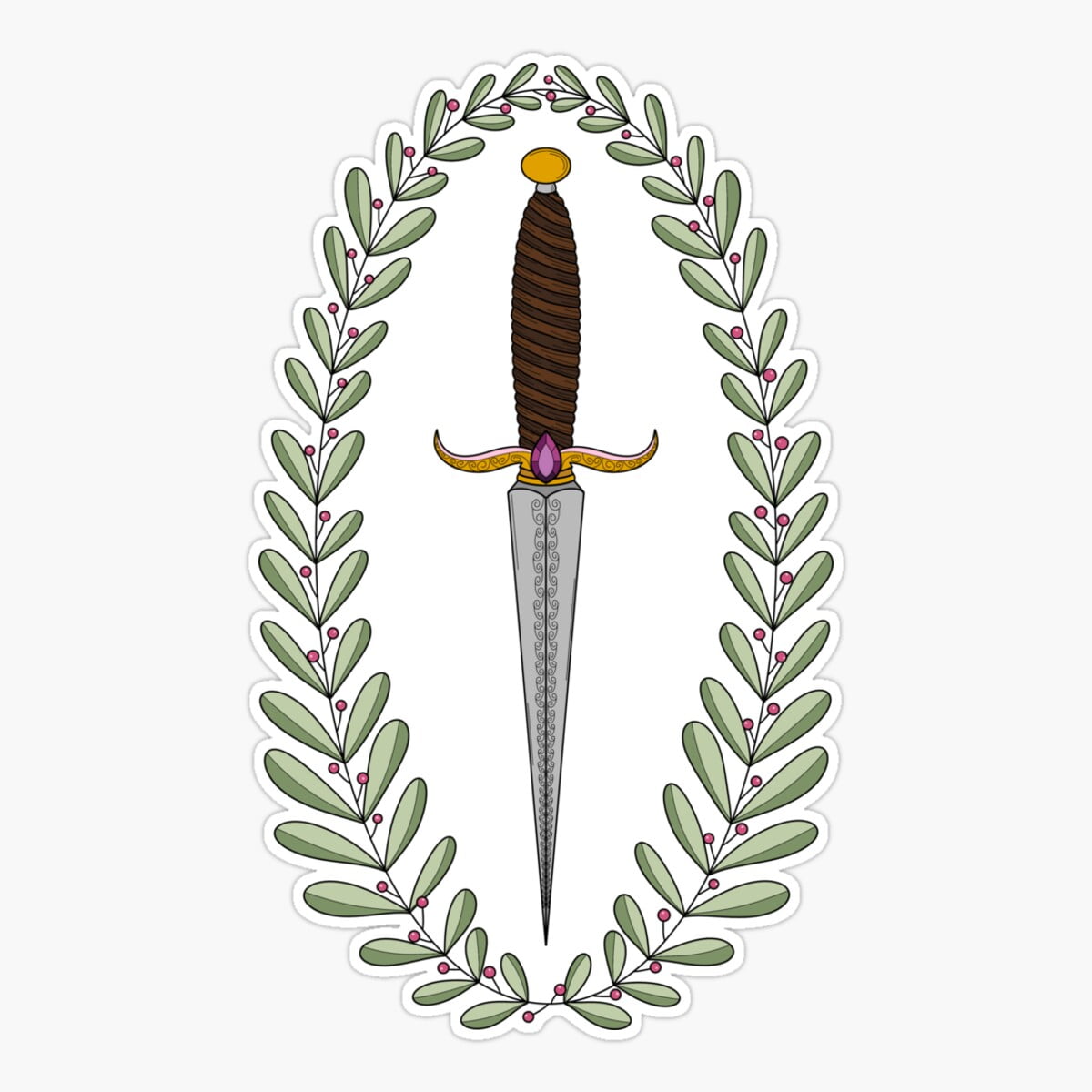 Onim Feminine Cottage Dagger Sticker, Phone Decal Water Bottle Stickers ...