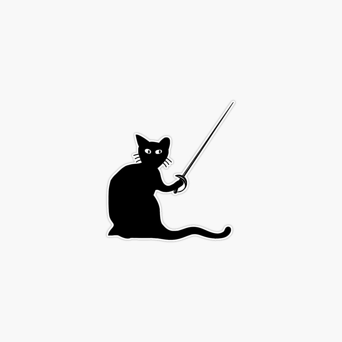 Onim Fencing Cat Fencer Sticker, Phone Decal Water Bottle Stickers Car ...