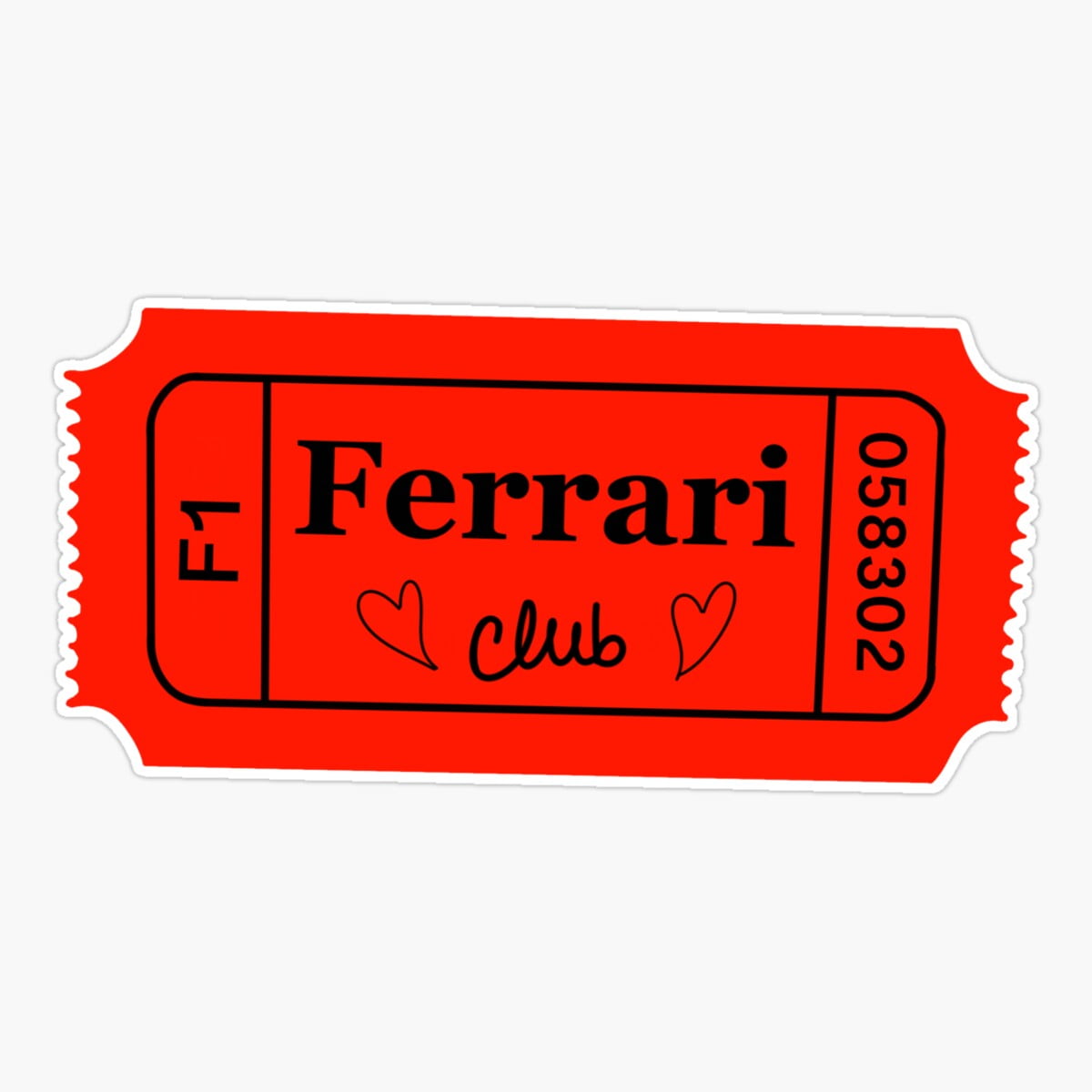 Onim Ferrari Club Ticket Sticker, Phone Decal Water Bottle Stickers Car ...