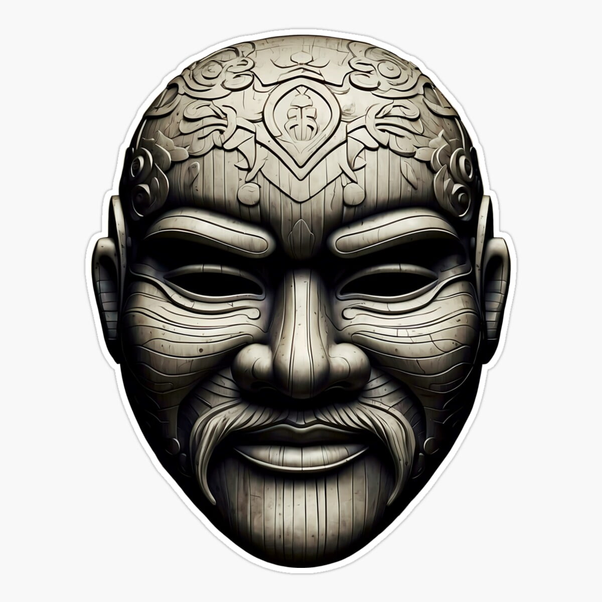 Onim Feudal Japanese War Mask Sticker, Phone Decal Water Bottle ...