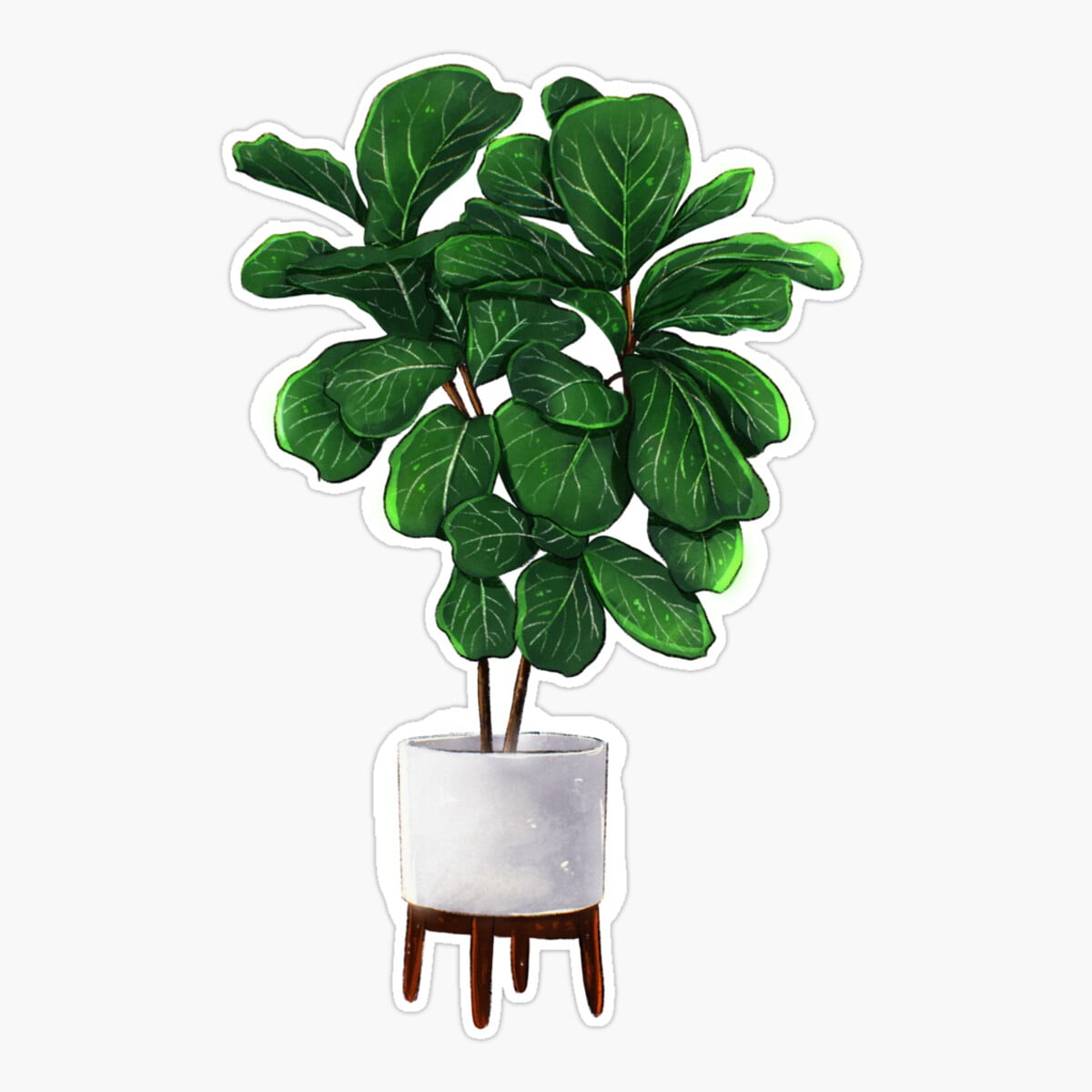 Onim Fiddle Leaf Fig - Houseplant - Green Plant In Flower Pot Sticker ...