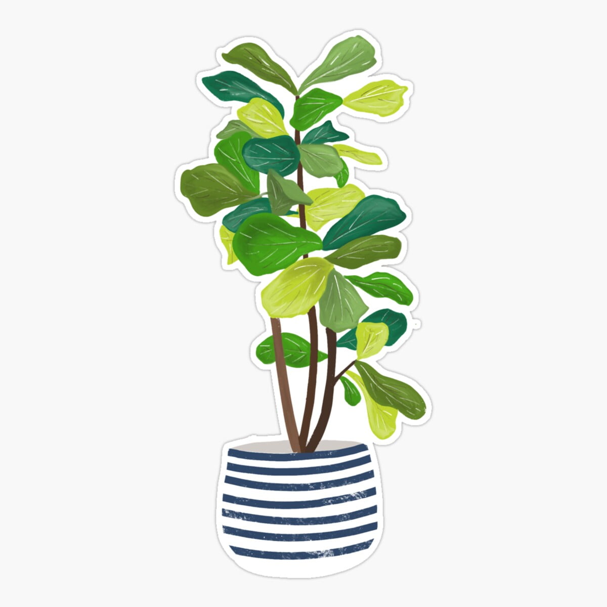 Onim Fiddle Leaf Fig Plant Sticker, Phone Decal Water Bottle Stickers ...