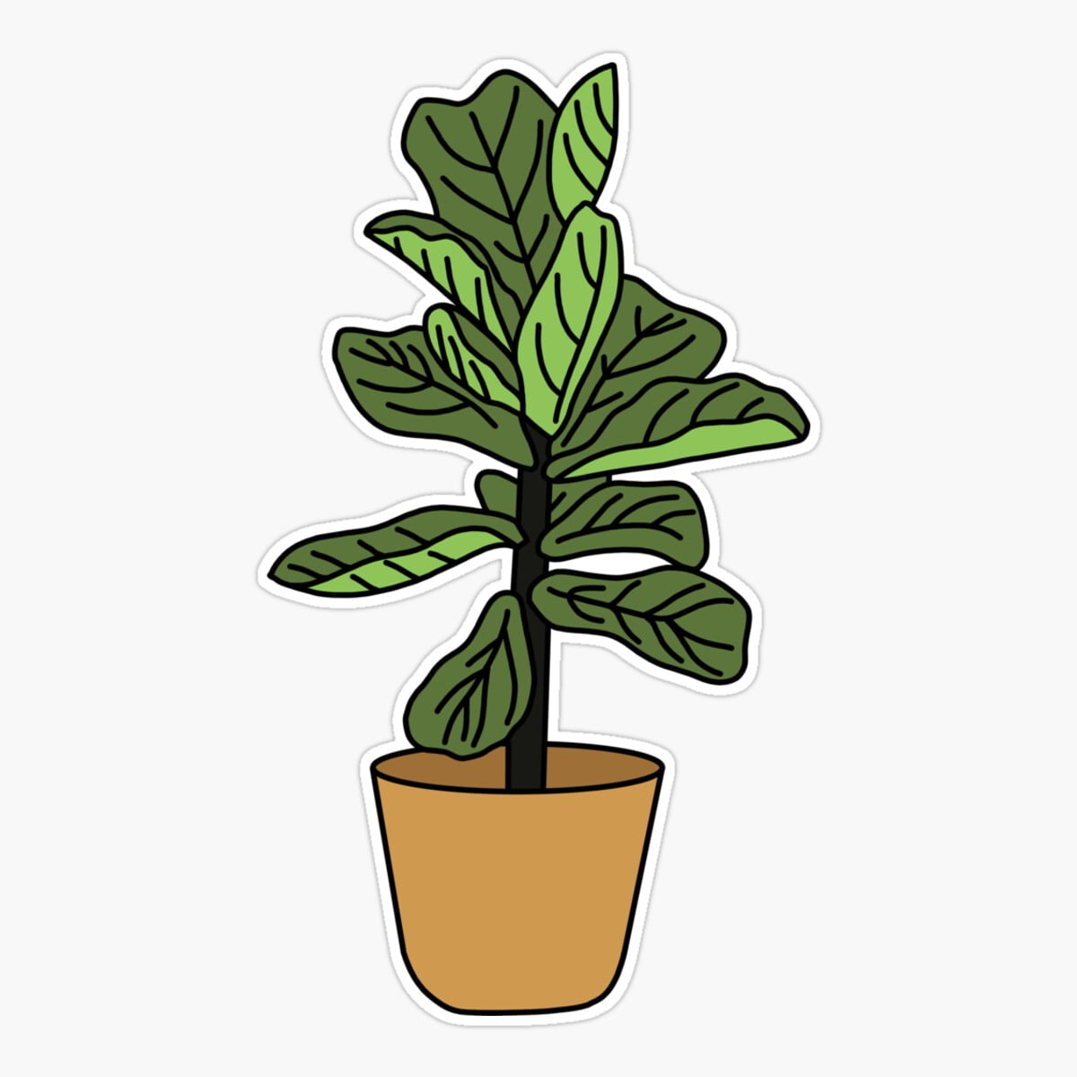 Onim Fiddle Leaf Fig Sticker, Phone Decal Water Bottle Stickers Car ...