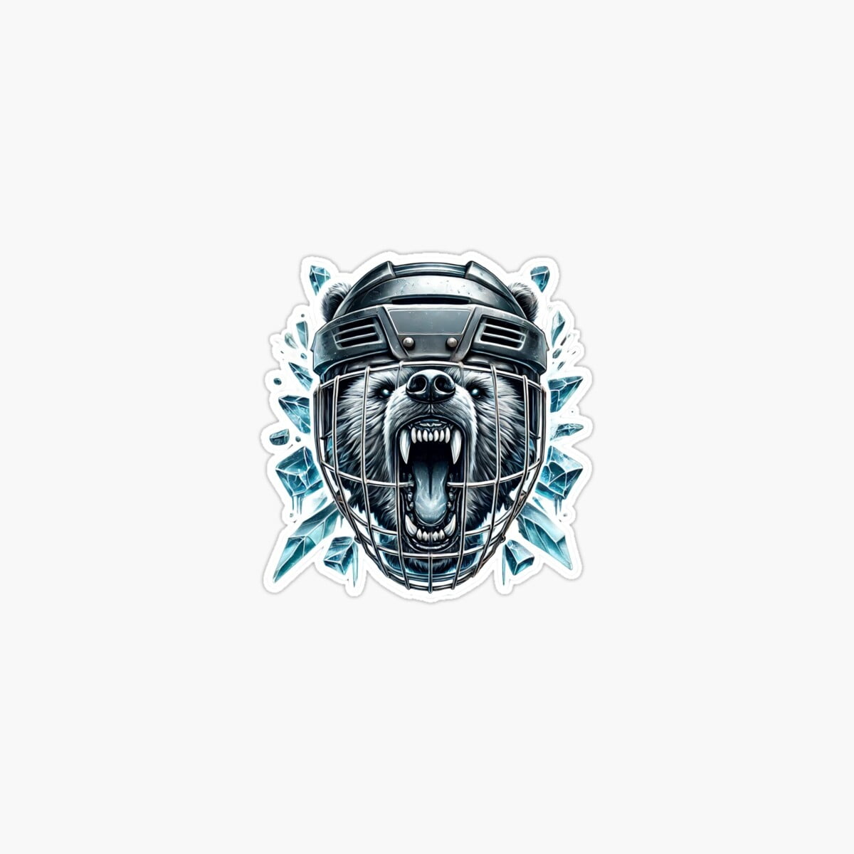 Onim Fierce Bear Hockey Helmet Sticker, Phone Decal Water Bottle ...