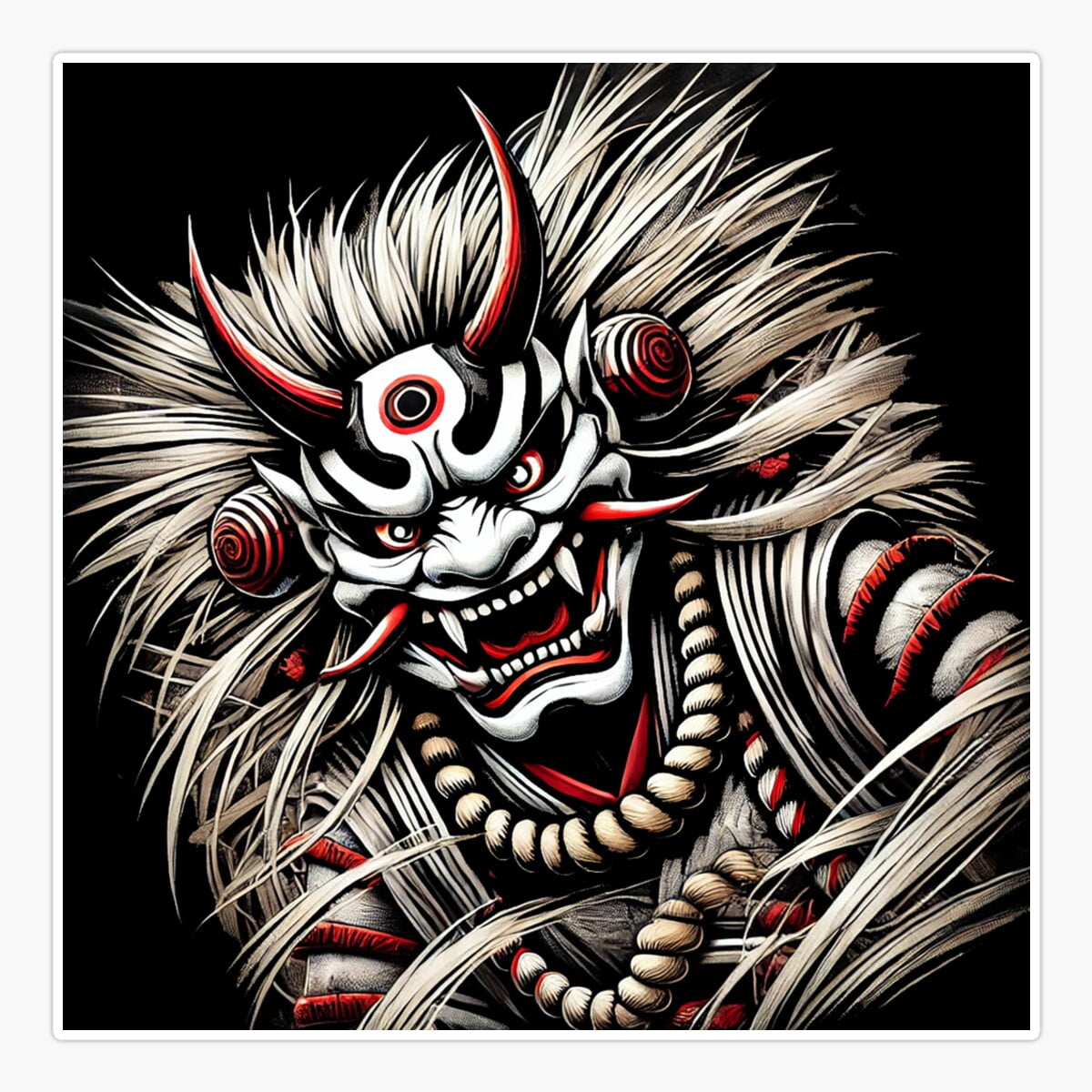 Onim Fierce Oni Warrior - Traditional Ukiyo-E Japanese Yokai Art ...