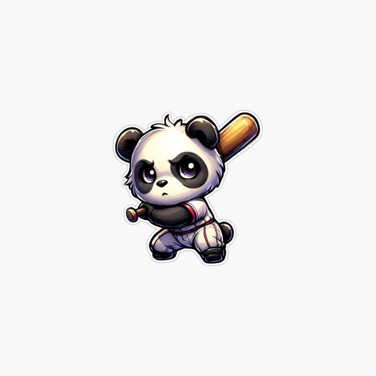 Onim Fierce Panda Baseball Player In Action Sticker, Phone Decal Water ...