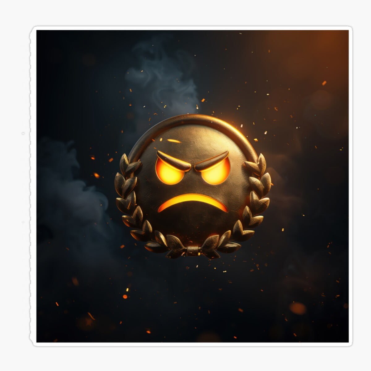 Onim Fiery Determination Of A Fierce Emoji Sticker, Phone Decal Water ...