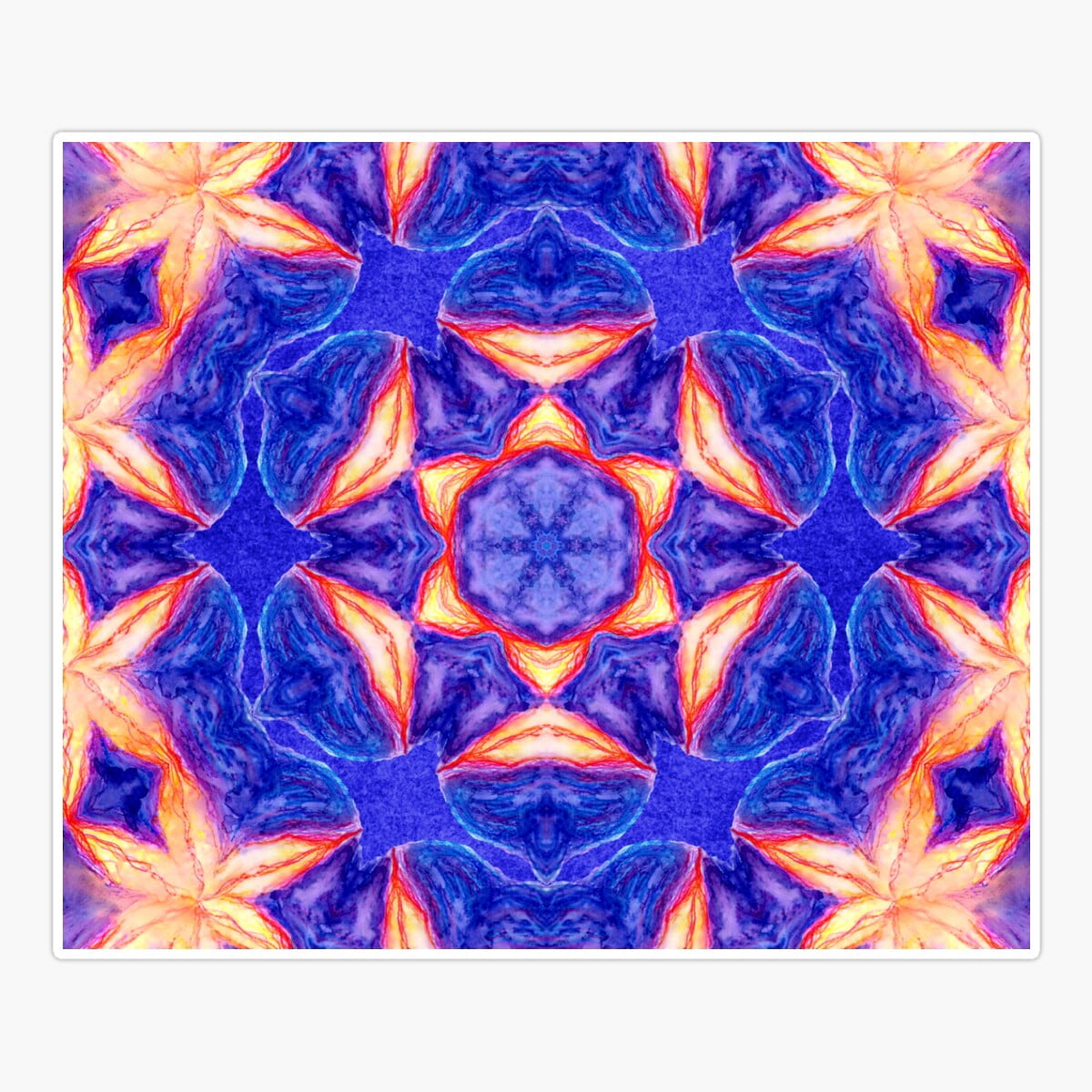 Onim Fiery Flowers In Blue, Orange And Red. Lotus Mandala. Landscape ...