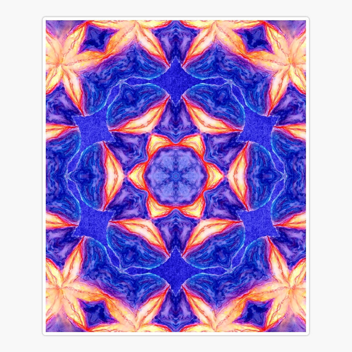 Onim Fiery Flowers In Blue, Orange And Red. Lotus Mandala. Portrait ...