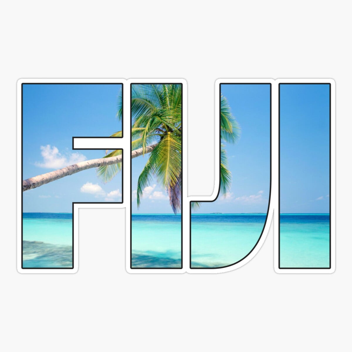 Onim Fiji Holiday Beach Palm Tree Design Sticker, Phone Decal Water ...