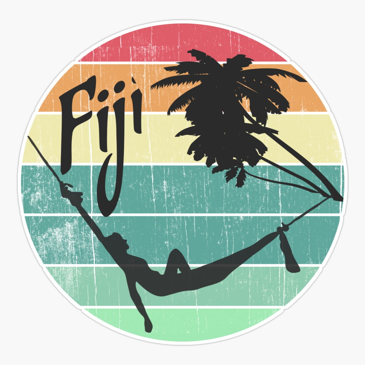 Onim Fiji Vacation Retro Vintage Sunset Souvenir Sticker, Phone Decal ...