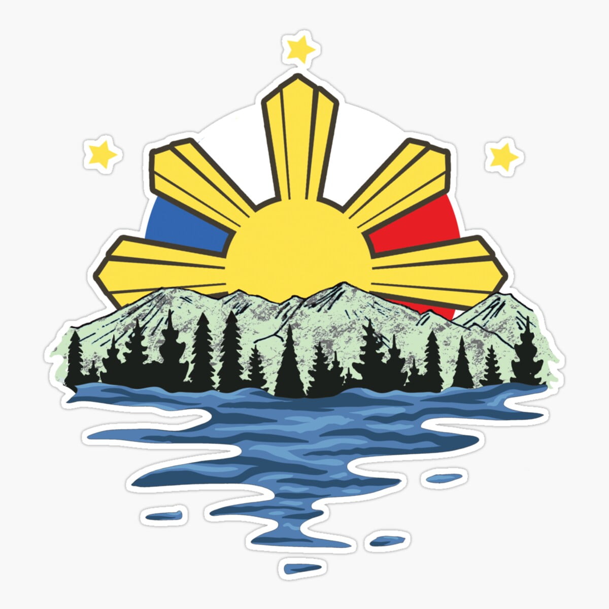 Onim Filipino Sunset Flag Vintage Philippines Art Sticker, Phone Decal ...